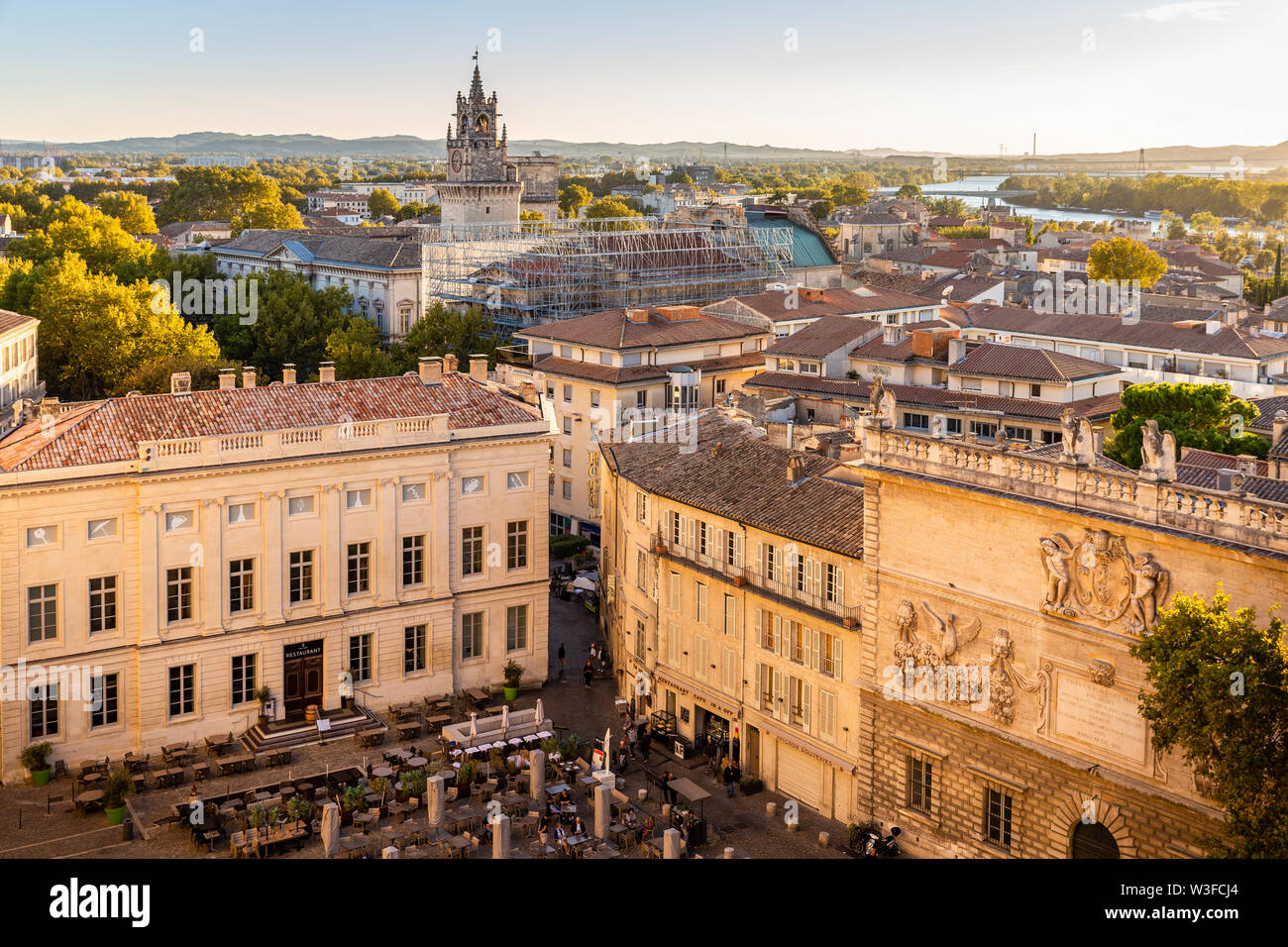 Aerial view of old town at sunset hi-res stock photography and images ...
