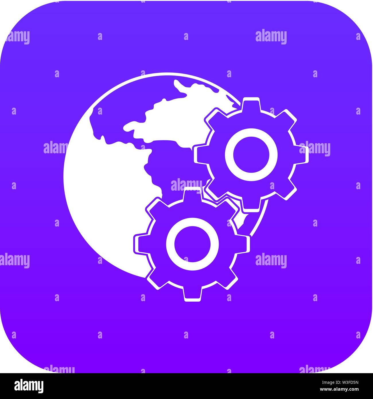 World planet and gears icon digital purple Stock Vector Image & Art - Alamy