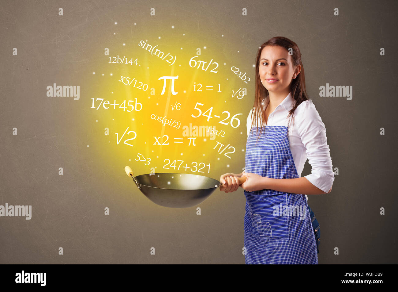 Person cooking numbers and mathematical staffs Stock Photo - Alamy