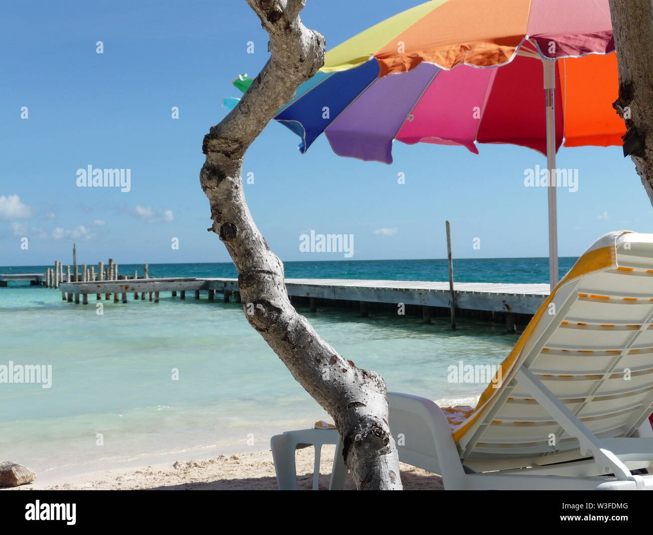 deck chair on the Beach of Belize Stock Photo - Alamy