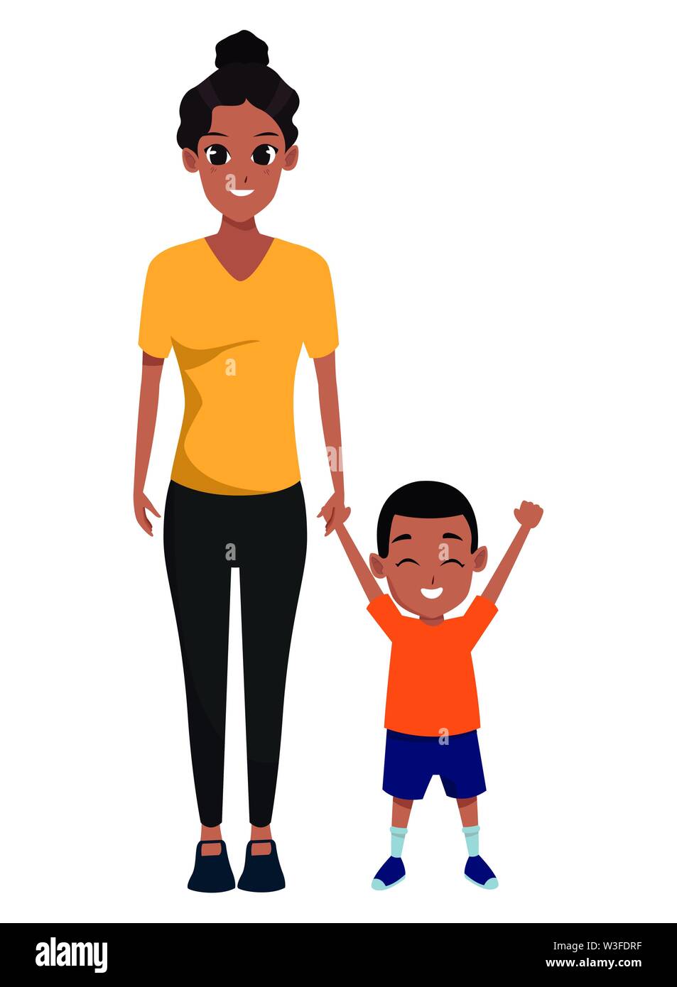 Single mother with children cartoon Stock Vector Image & Art - Alamy