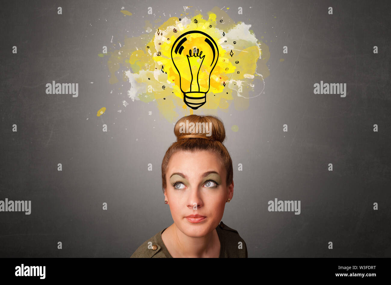 Pretty girl with design thinking concept Stock Photo - Alamy