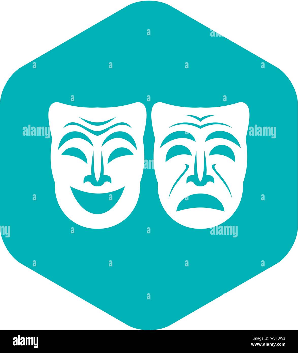 Happy sad mask icon simple Cut Out Stock Images & Pictures - Alamy