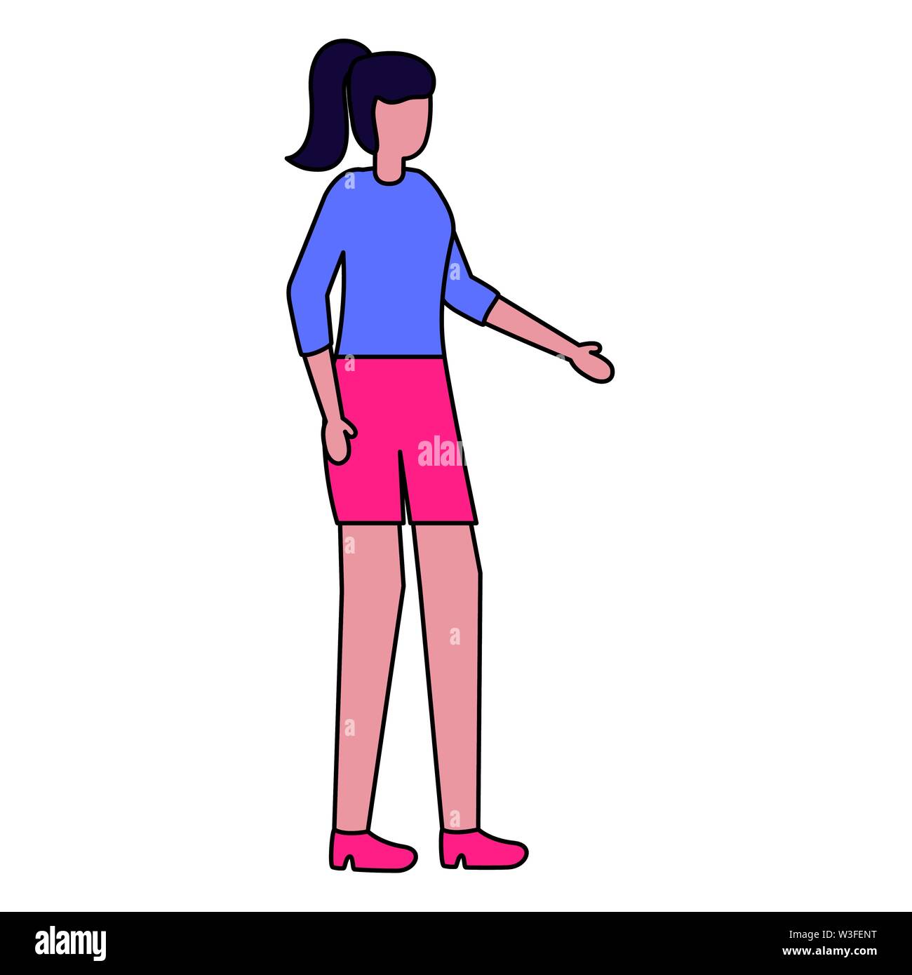 young woman character standing on white background Stock Vector Image ...