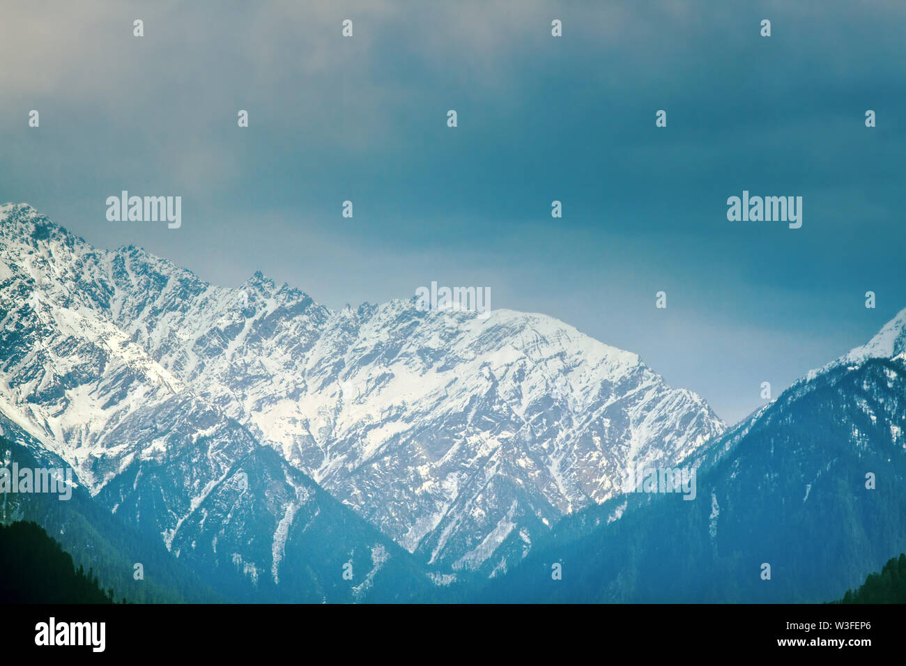 Lesser Himalayas. Mountain landscapes of spring time with peaks and ...