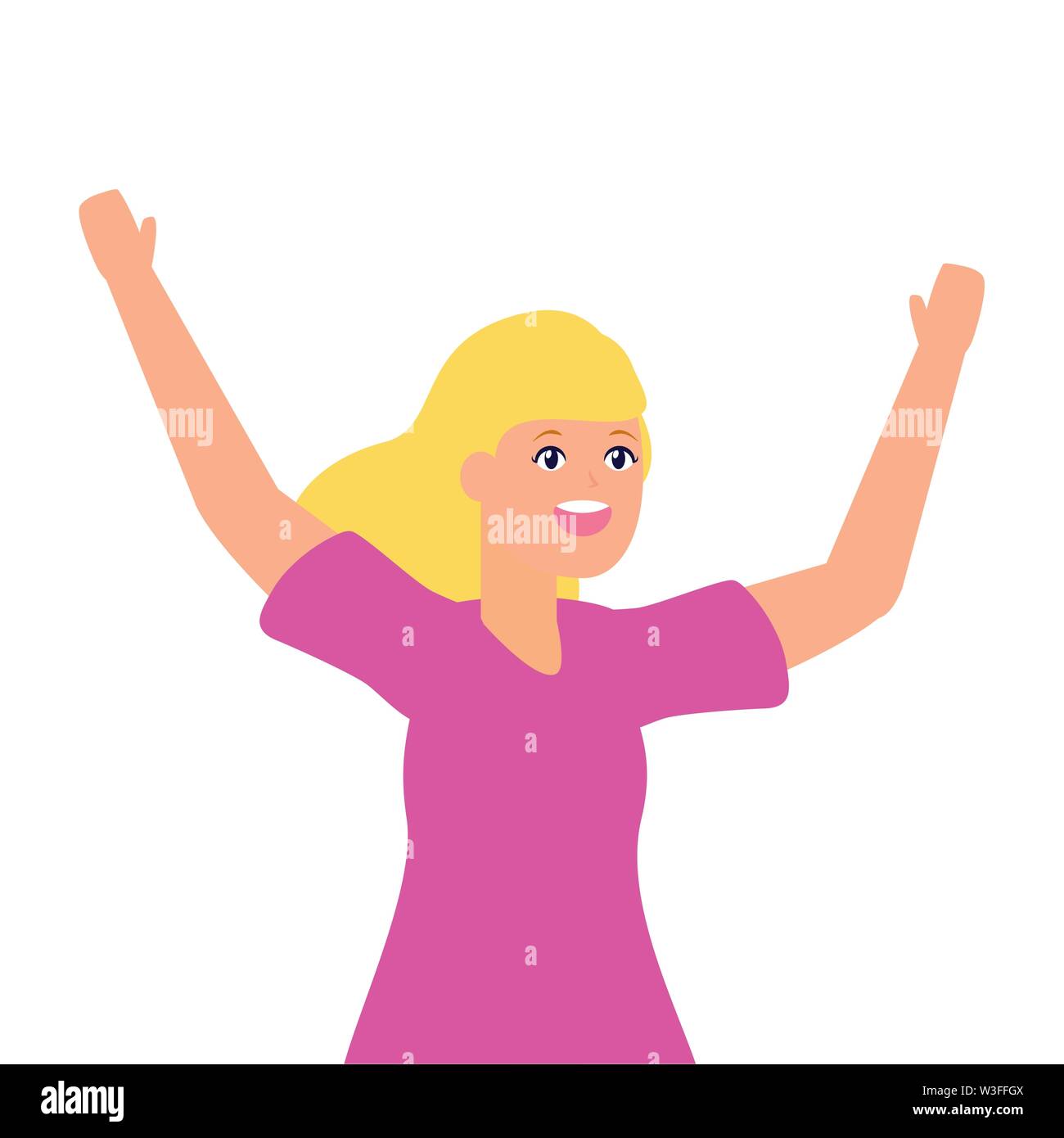 celebrating woman with arms up Stock Vector Image & Art - Alamy