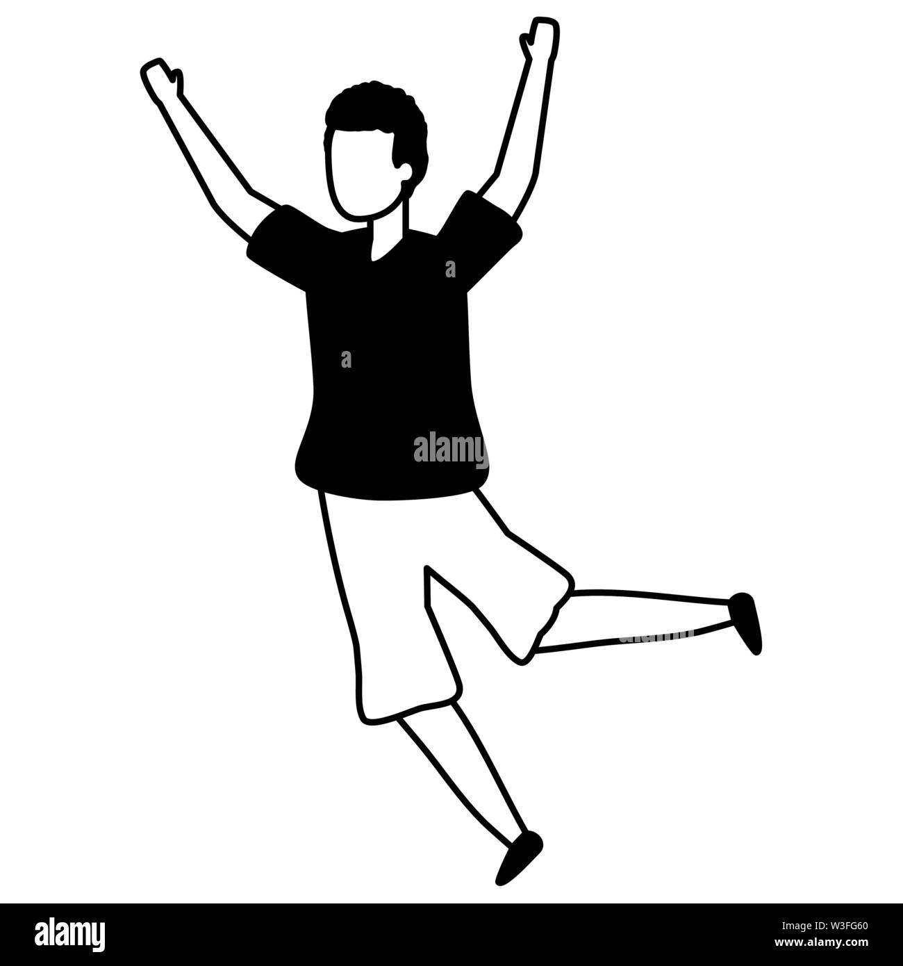 happy man celebrating arms up Stock Vector Image & Art - Alamy