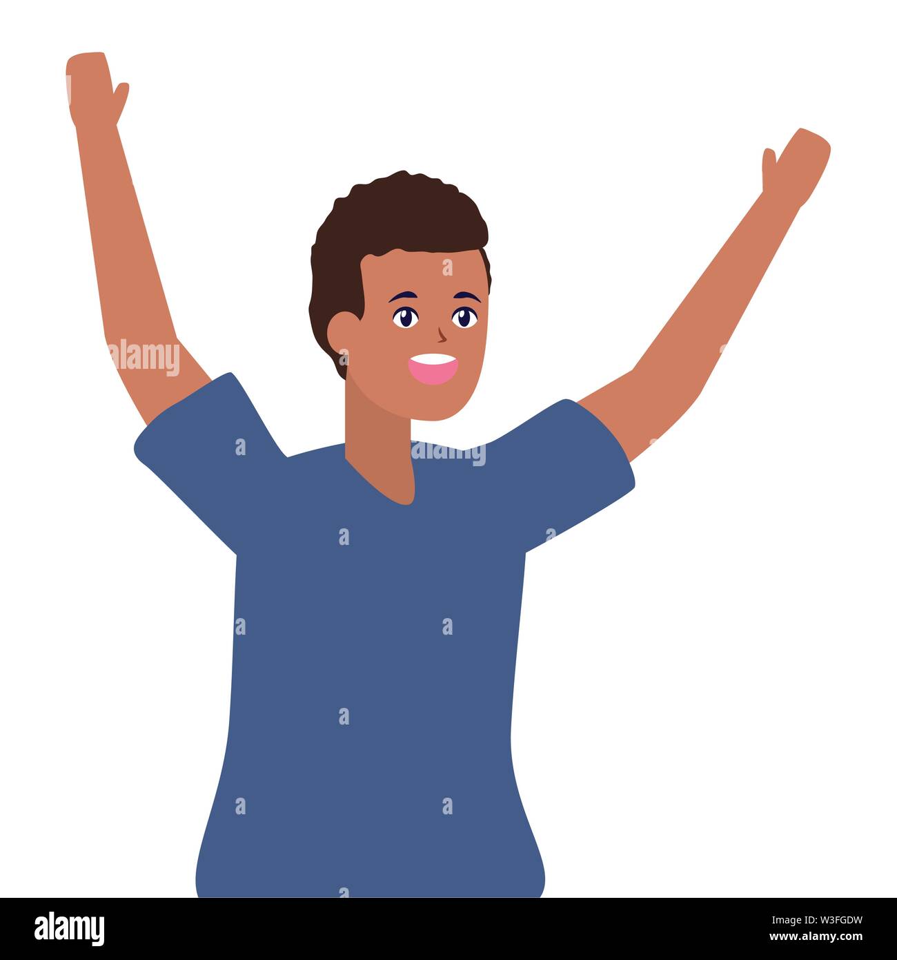happy man celebrating arms up Stock Vector Image & Art - Alamy