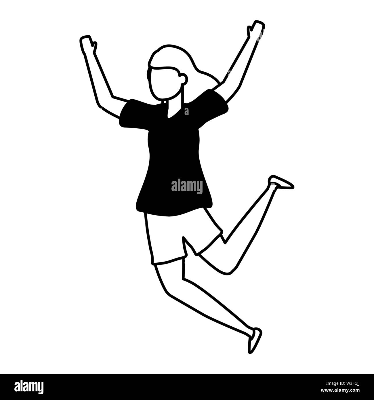 celebrating woman with arms up Stock Vector Image & Art - Alamy