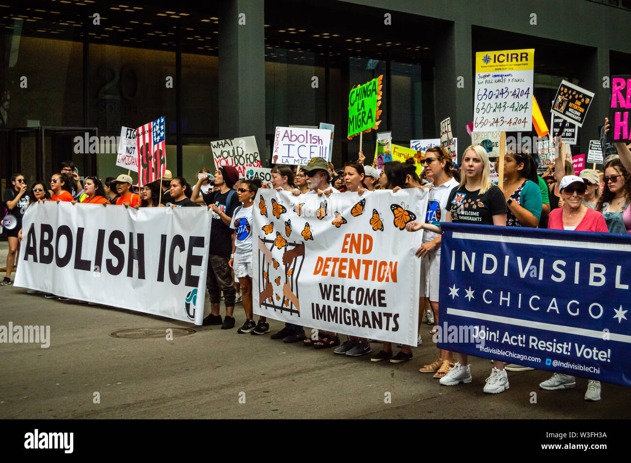 Downtown, Chicago-July 13, 2019: Protest against ICE and Customs and ...
