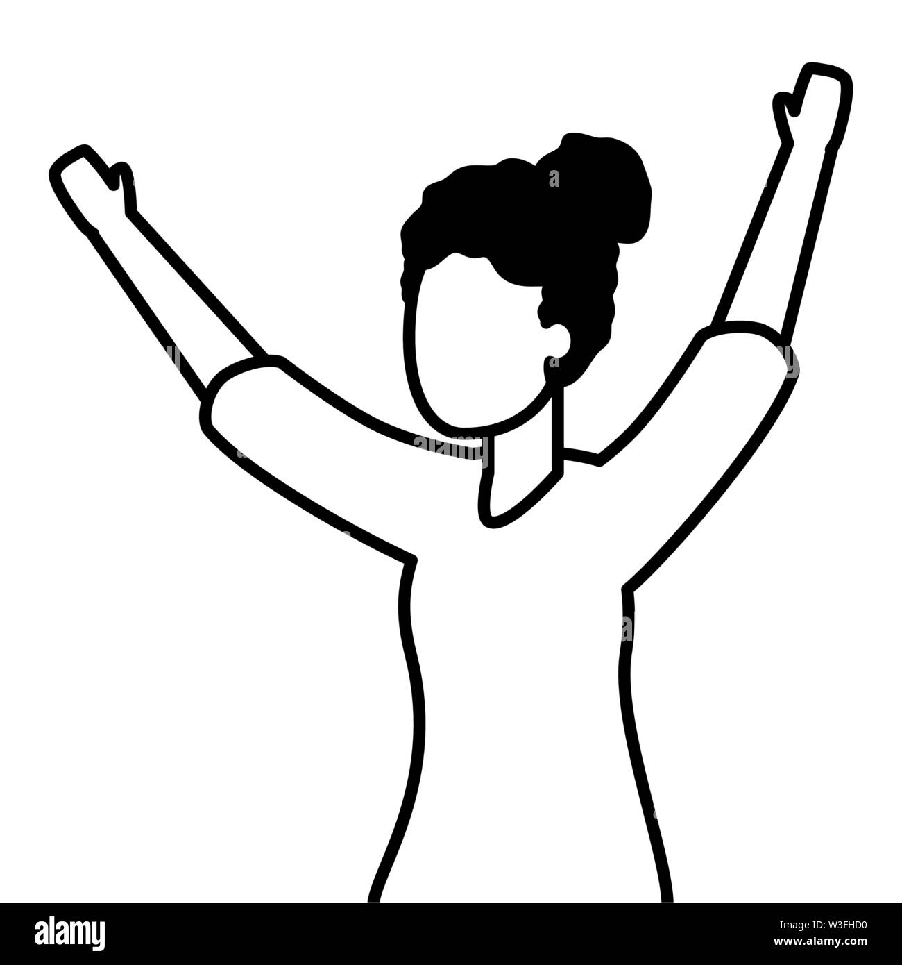 celebrating woman with arms up Stock Vector Image & Art - Alamy