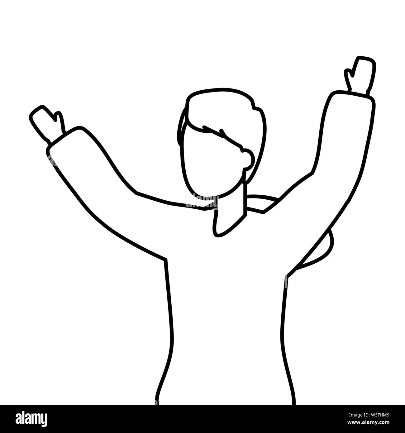 happy man celebrating arms up Stock Vector Image & Art - Alamy