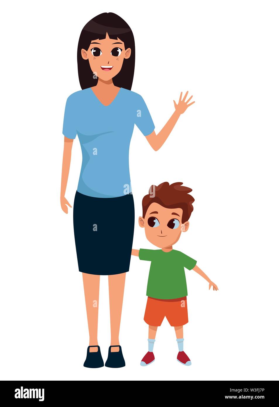 Single mother with children cartoon Stock Vector Image & Art - Alamy