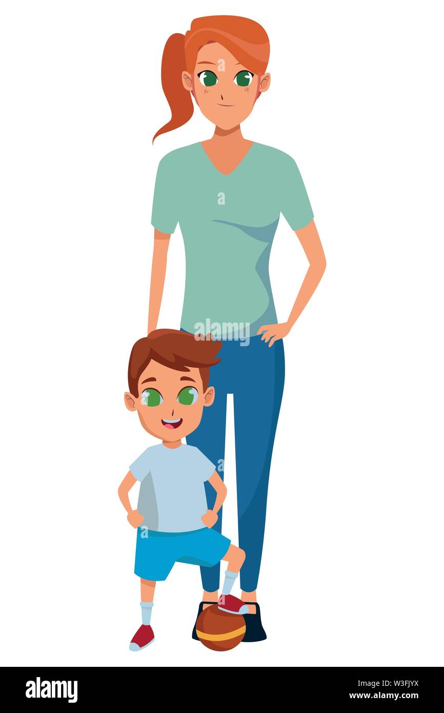 Single mother with children cartoon Stock Vector Image & Art - Alamy