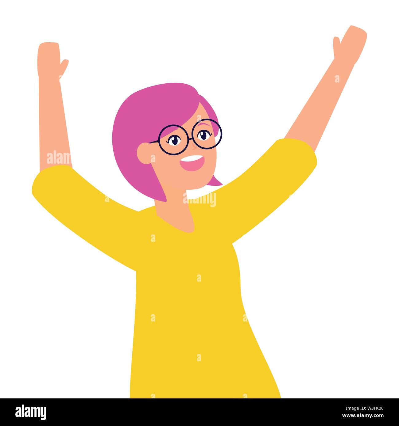 celebrating woman with arms up Stock Vector Image & Art - Alamy