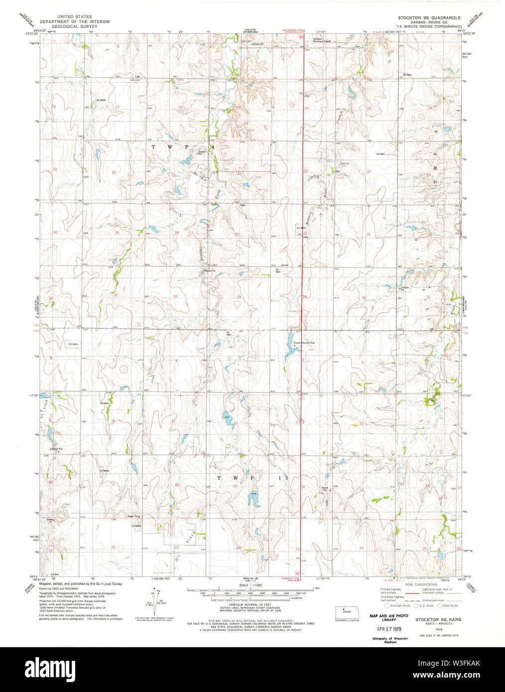 USGS TOPO Map Kansas KS Stockton SE 512580 1978 24000 Restoration Stock ...