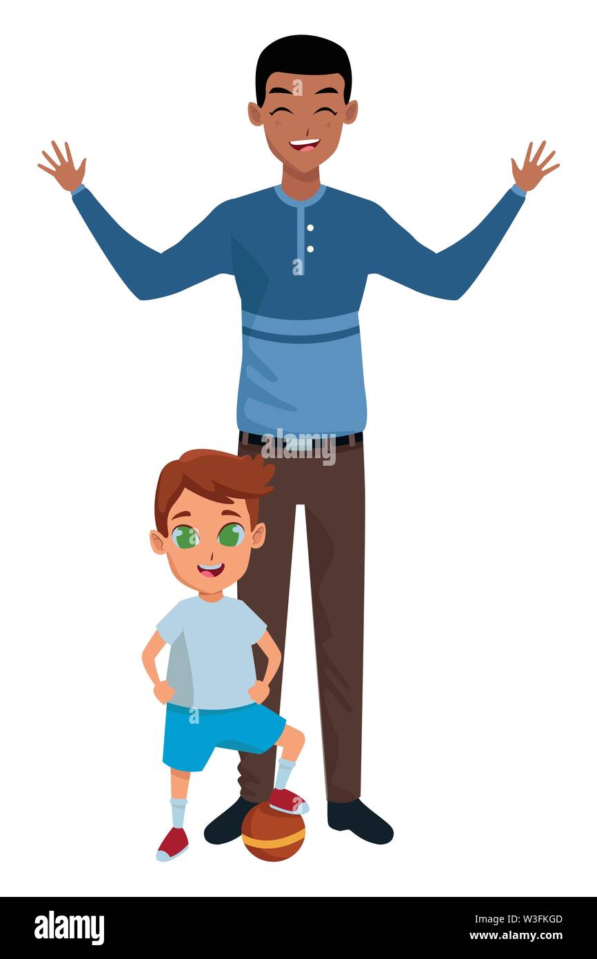 Family Single father with little kid cartoon Stock Vector Image & Art ...