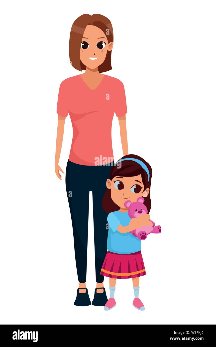 Single mother with children cartoon Stock Vector Image & Art - Alamy