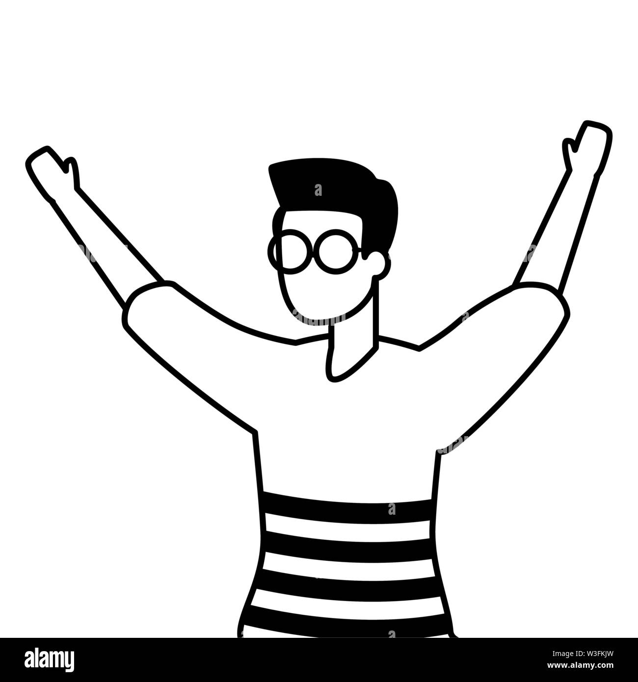 happy man celebrating arms up Stock Vector Image & Art - Alamy