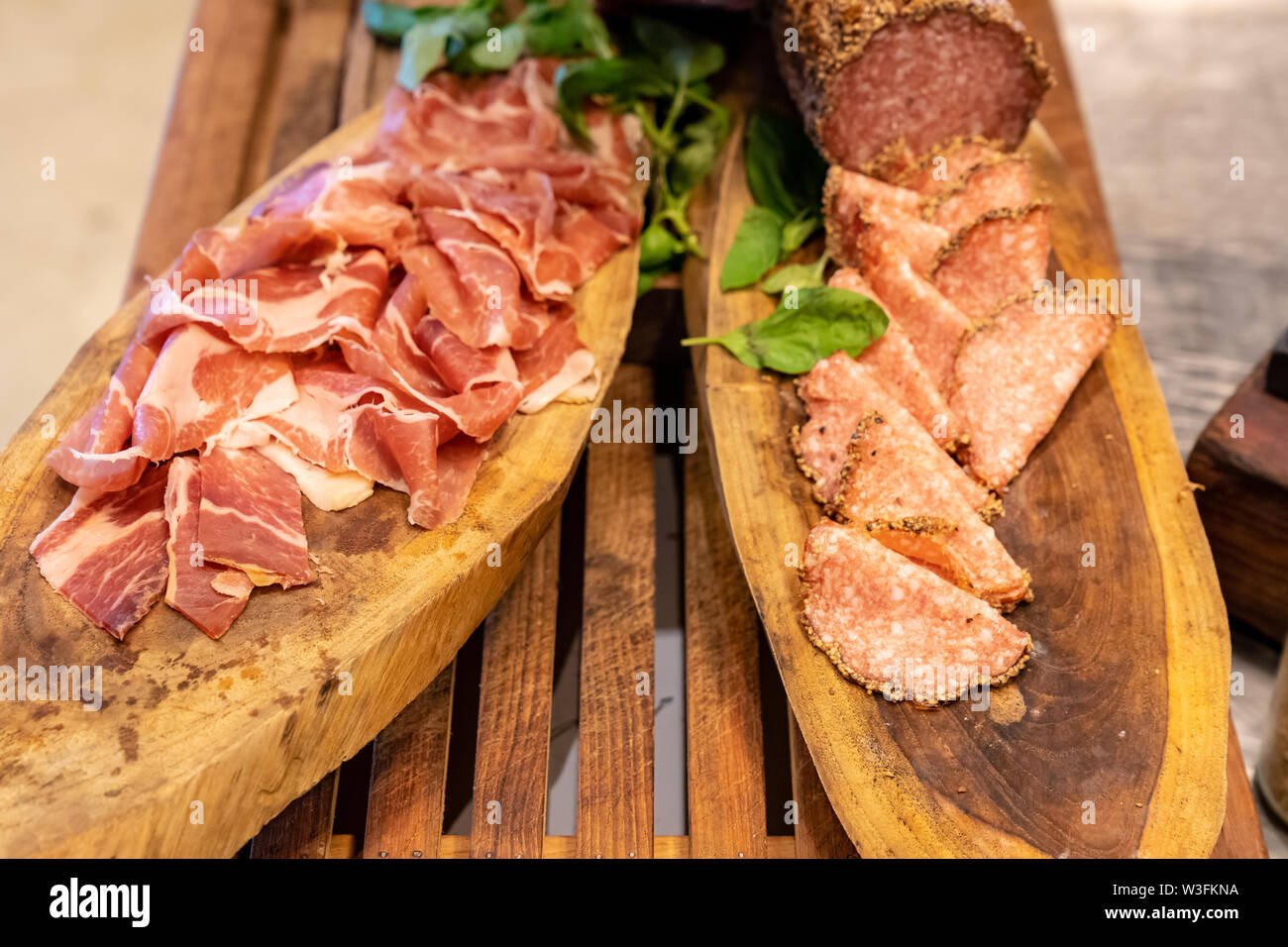 Variety of Cold cut, ham pork beef salami and sausage, for salad ...