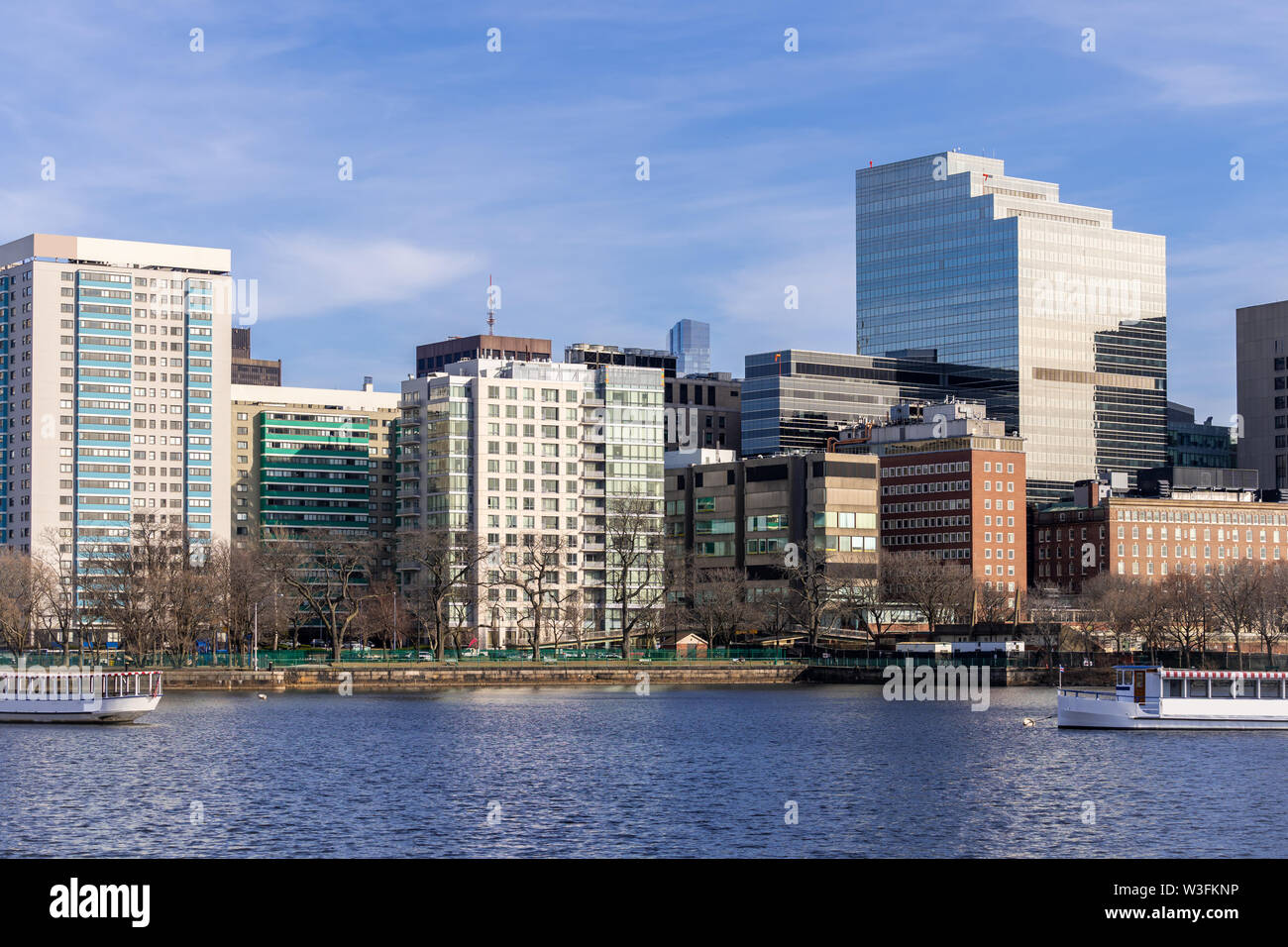Boston Downtown cityscape along Charles River with skylines building at ...