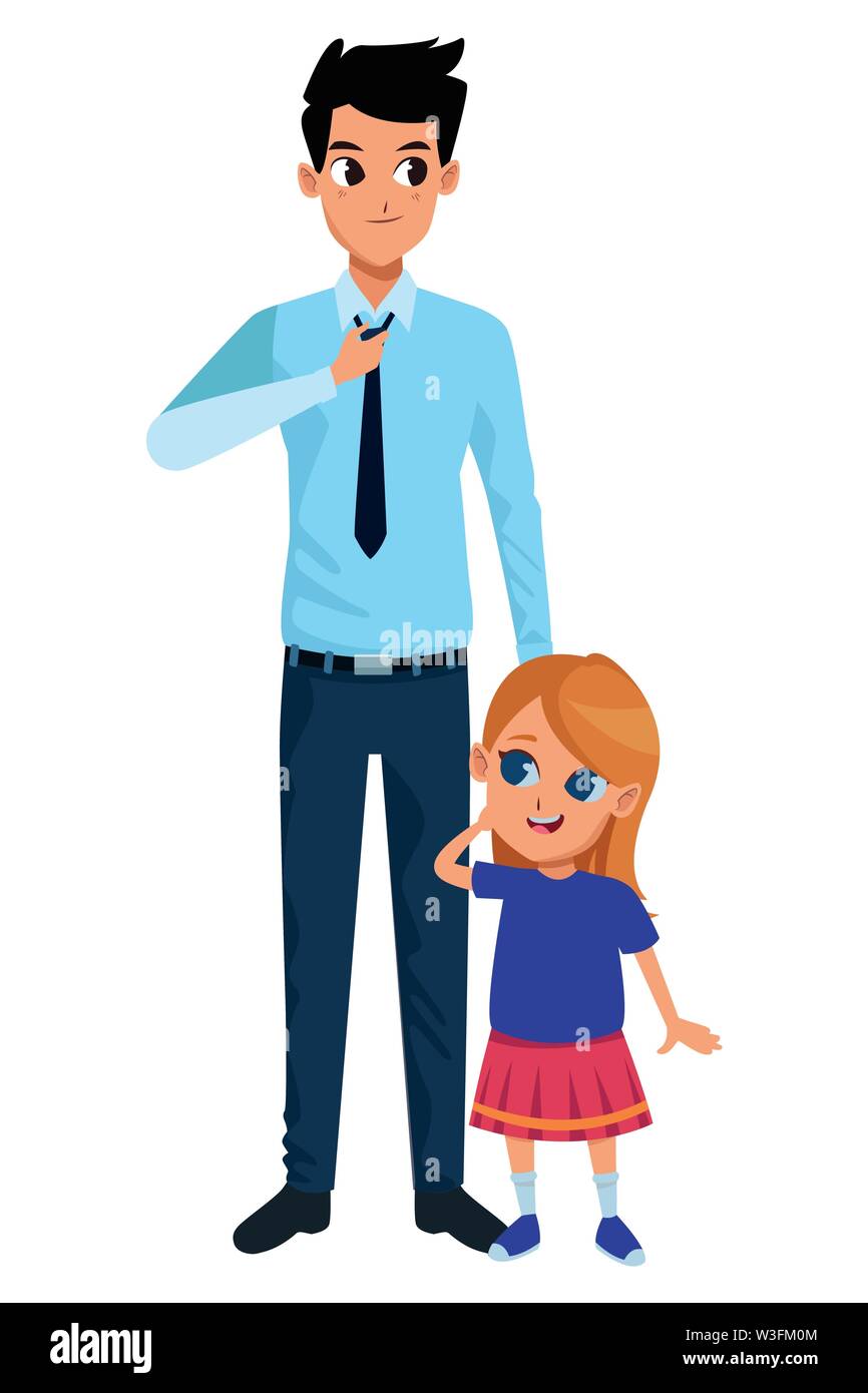 Family Single father with little kid cartoon Stock Vector Image & Art ...