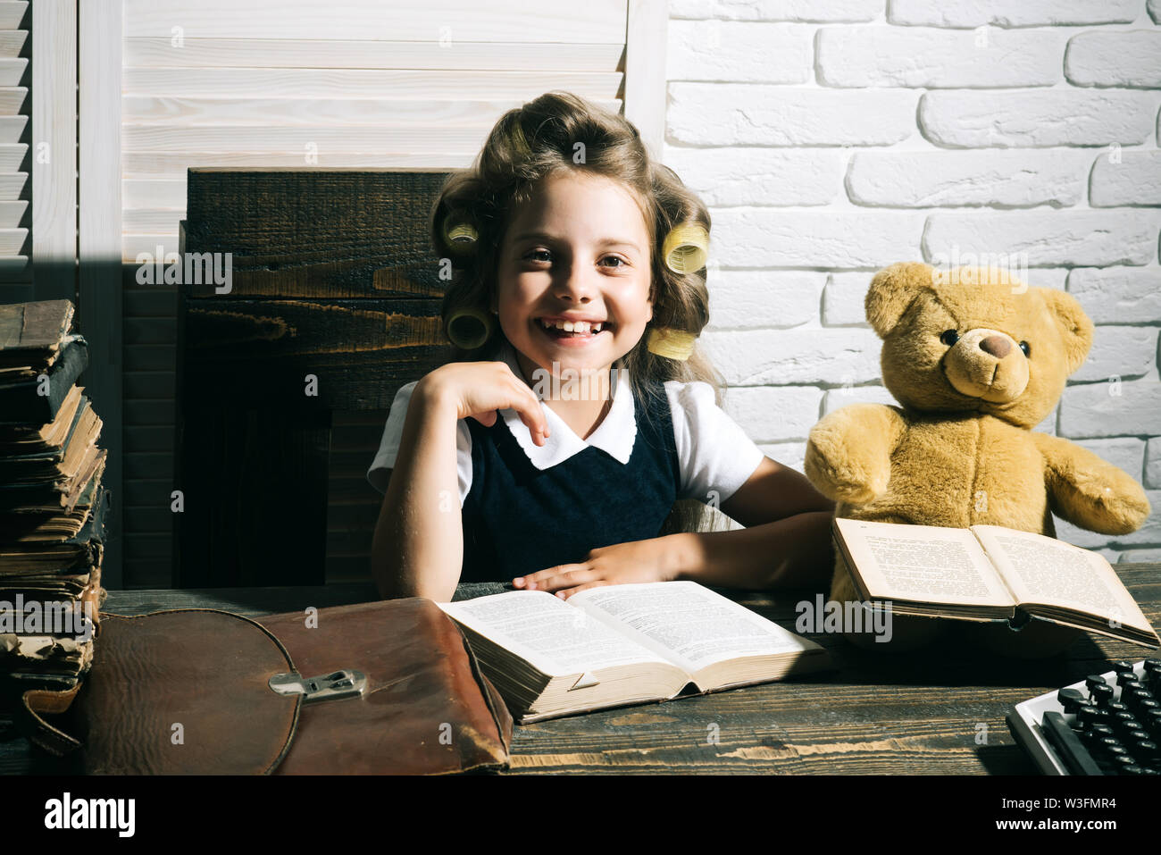Kid choose career of journalist or writer Stock Photo - Alamy