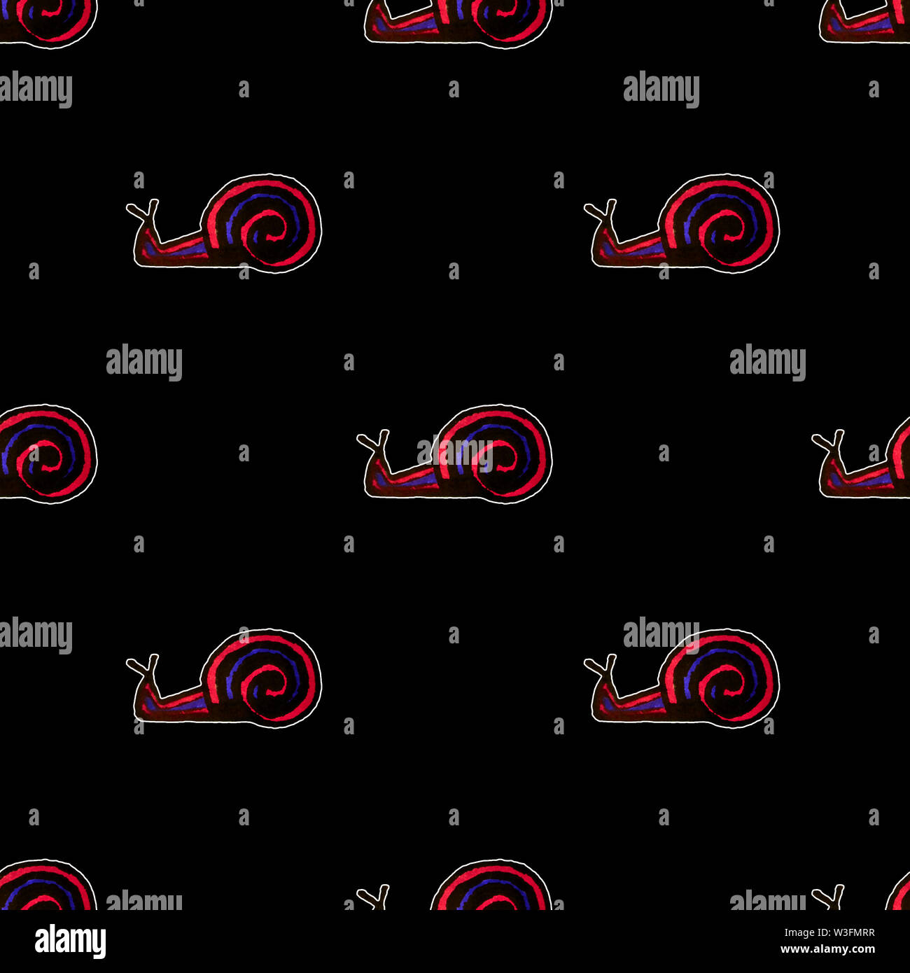 Conversational seamless pattern design with snail drawing illustration ...
