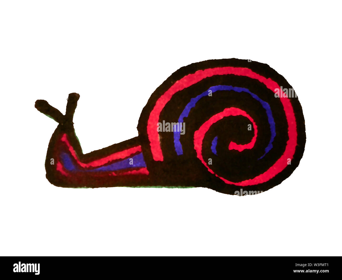 Side view cartoon stlye snail illustration in red and blue colors Stock ...