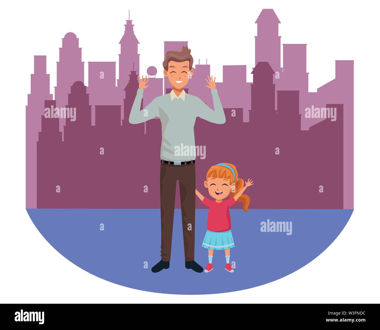 Family Single father with little kid cartoon Stock Vector Image & Art ...