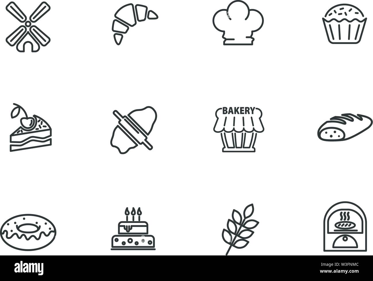 bakery line icons for user interface design Stock Vector Image & Art ...