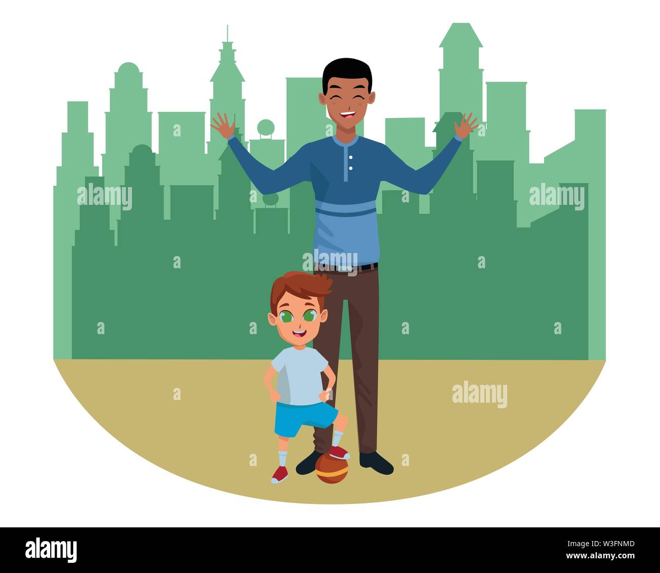 Family Single father with little kid cartoon Stock Vector Image & Art ...