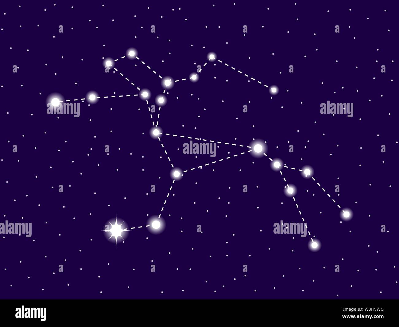 Centaurus constellation. Starry night sky. Zodiac sign. Cluster of ...
