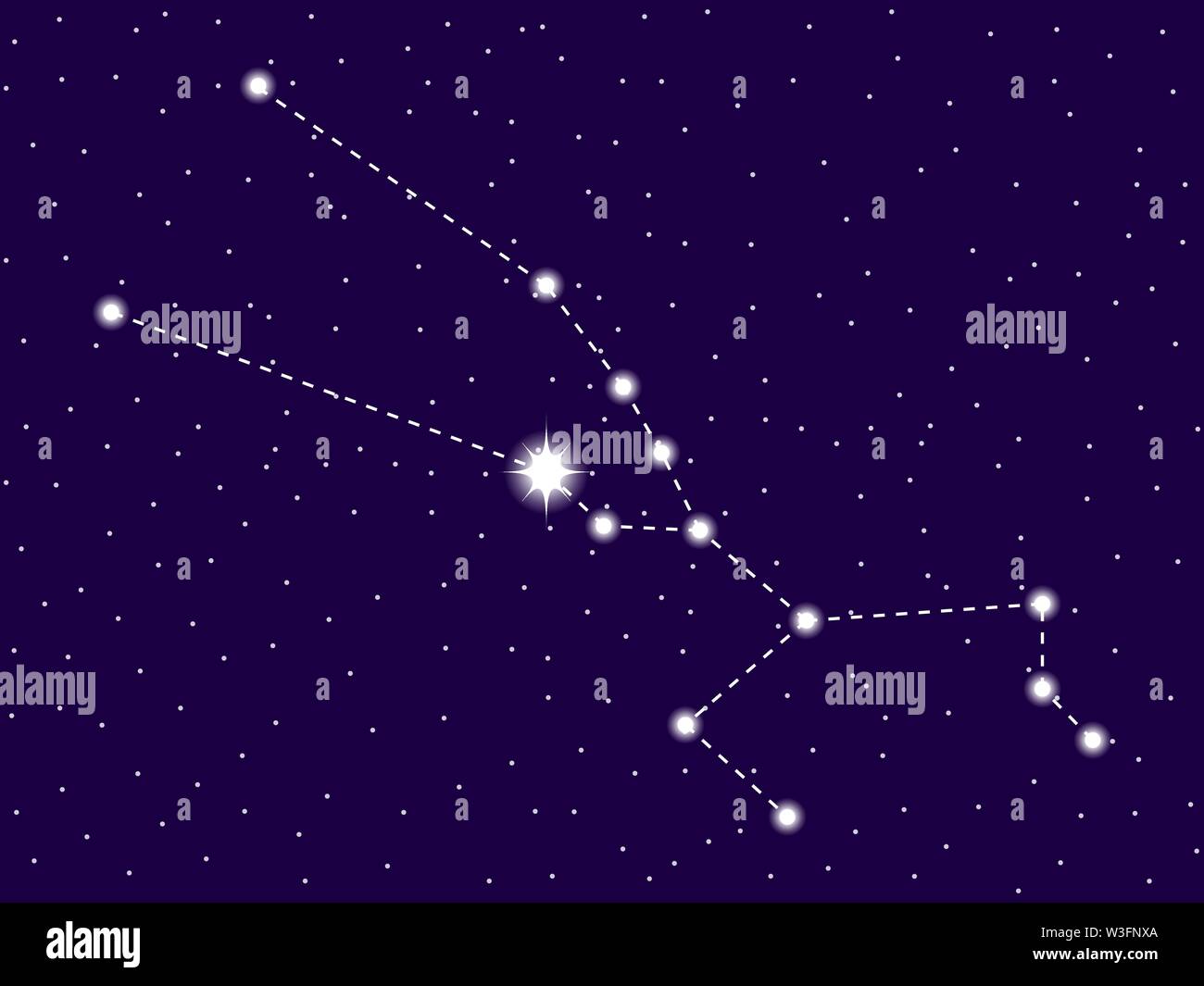 Taurus constellation. Starry night sky. Zodiac sign. Cluster of stars ...