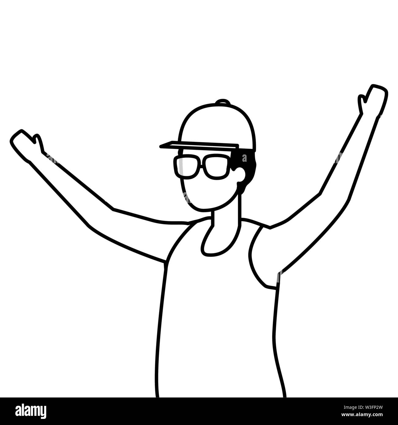 happy man celebrating arms up Stock Vector Image & Art - Alamy