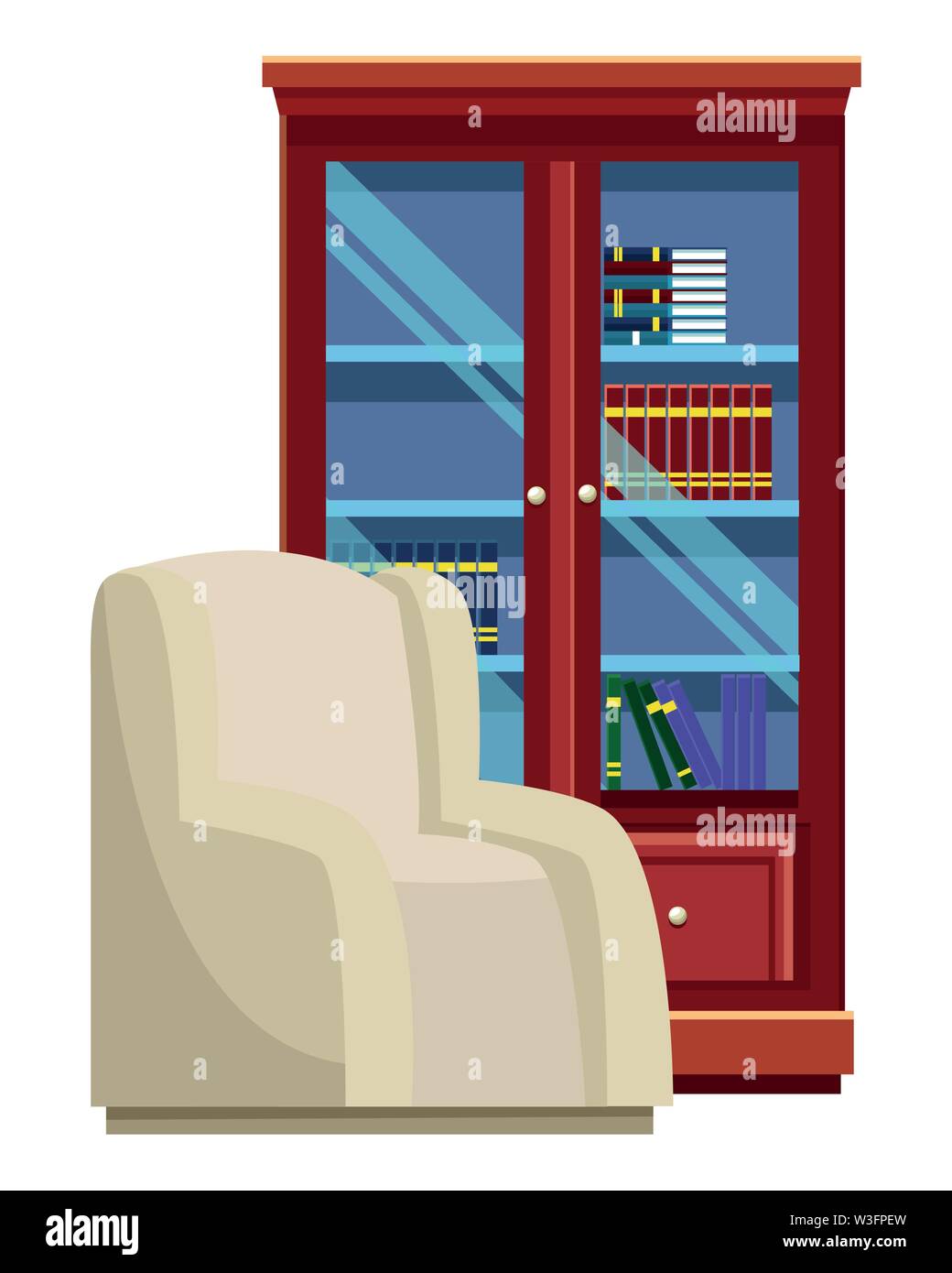 House wooden library with sofa furniture Stock Vector Image & Art - Alamy