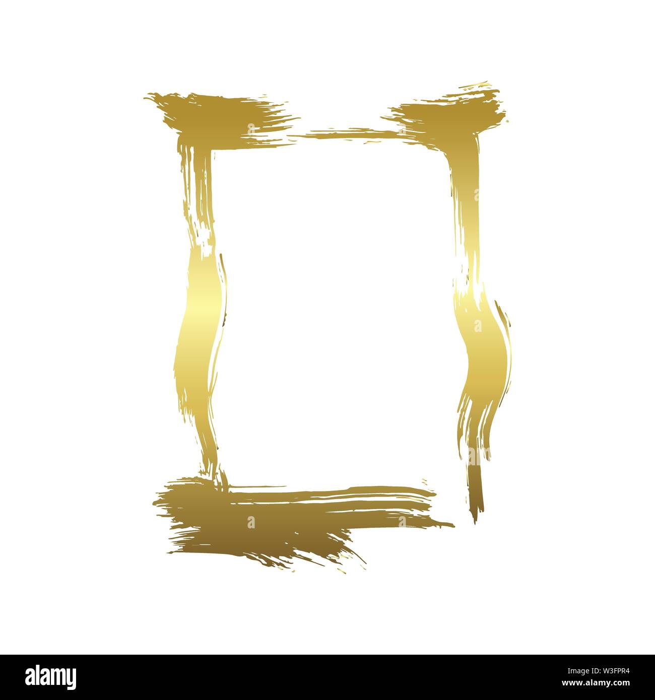 Vector Set of dry brush frames. Hand drawn artistic frames. Golden ...