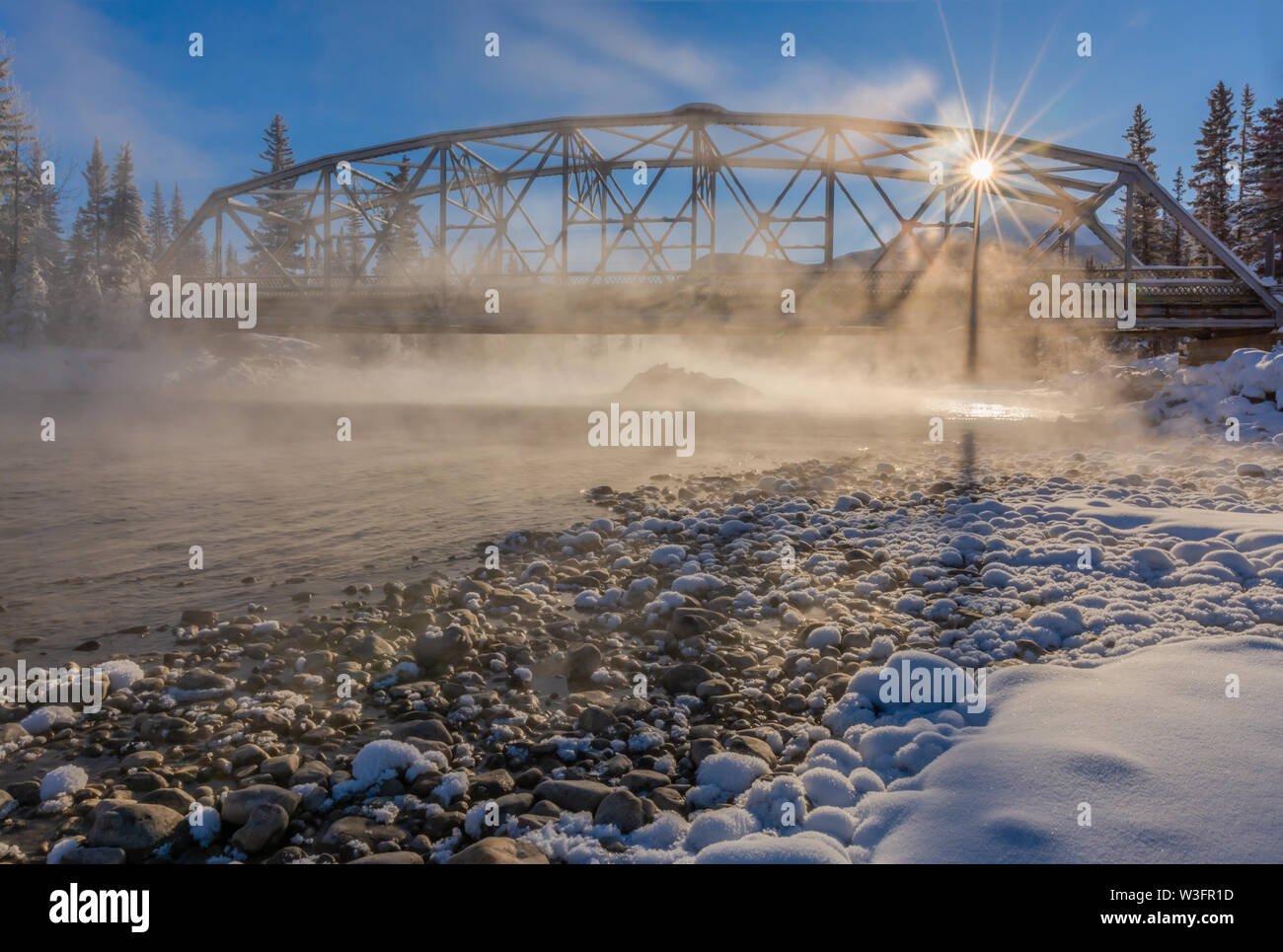 Steel Truss Bridge over the Bow River at Castle Junction in Banff ...