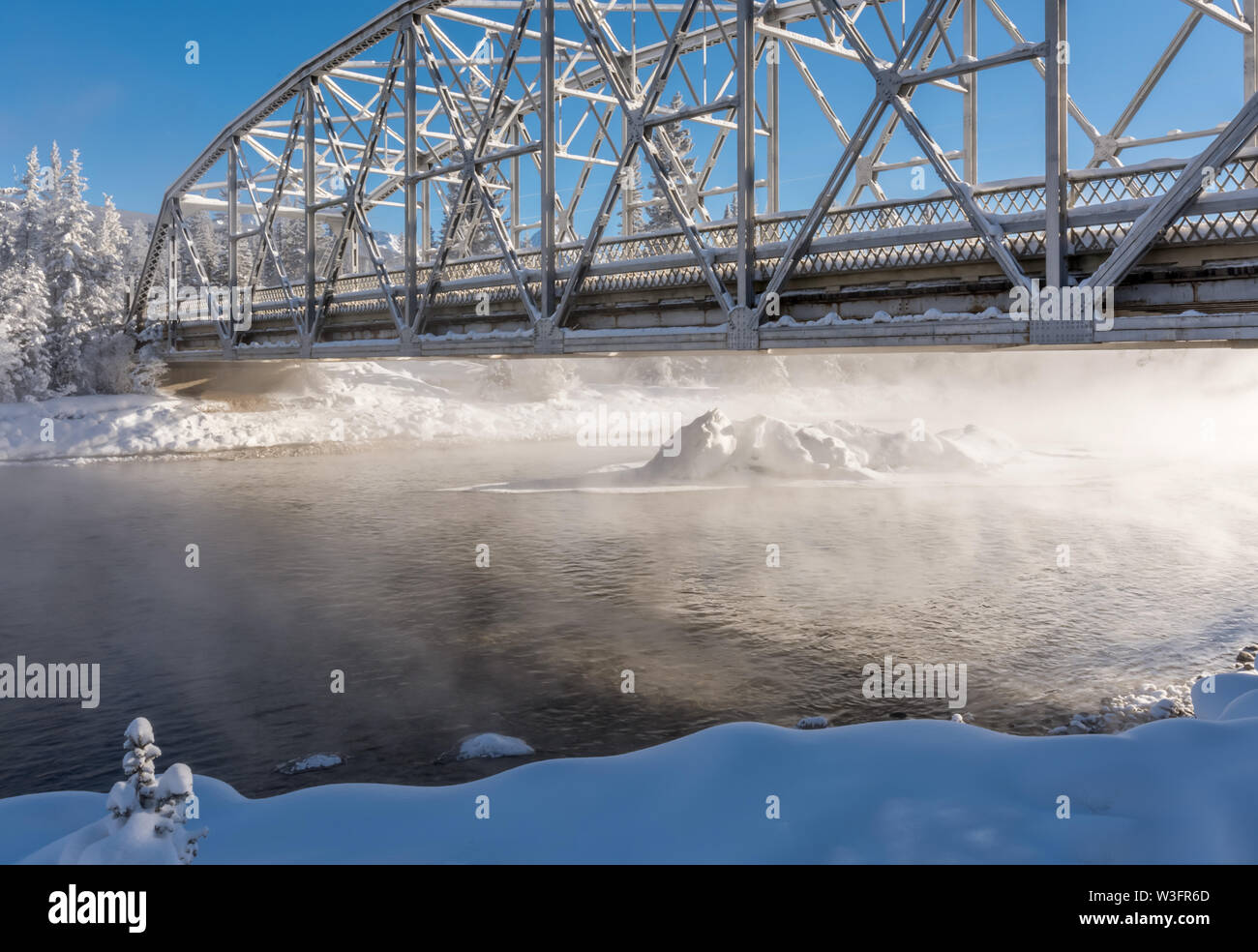 Steel Truss Bridge over the Bow River at Castle Junction in Banff ...