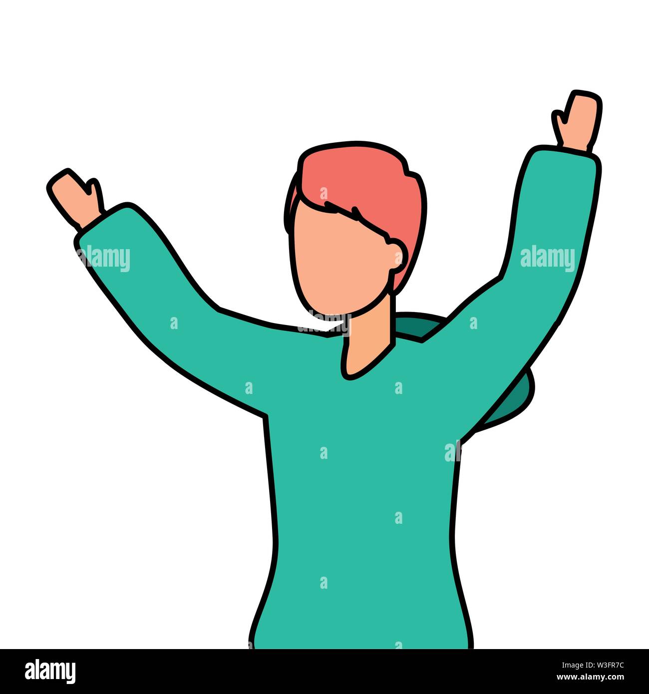 happy man celebrating arms up Stock Vector Image & Art - Alamy