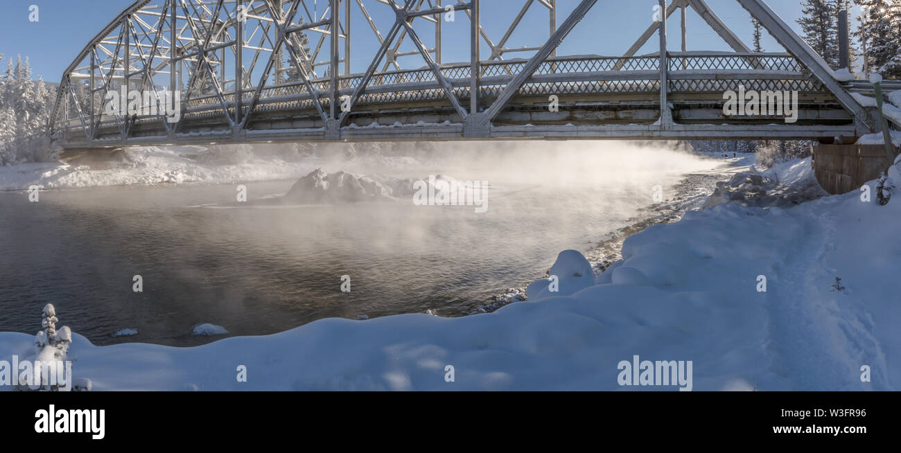 Steel Truss Bridge over the Bow River at Castle Junction in Banff ...