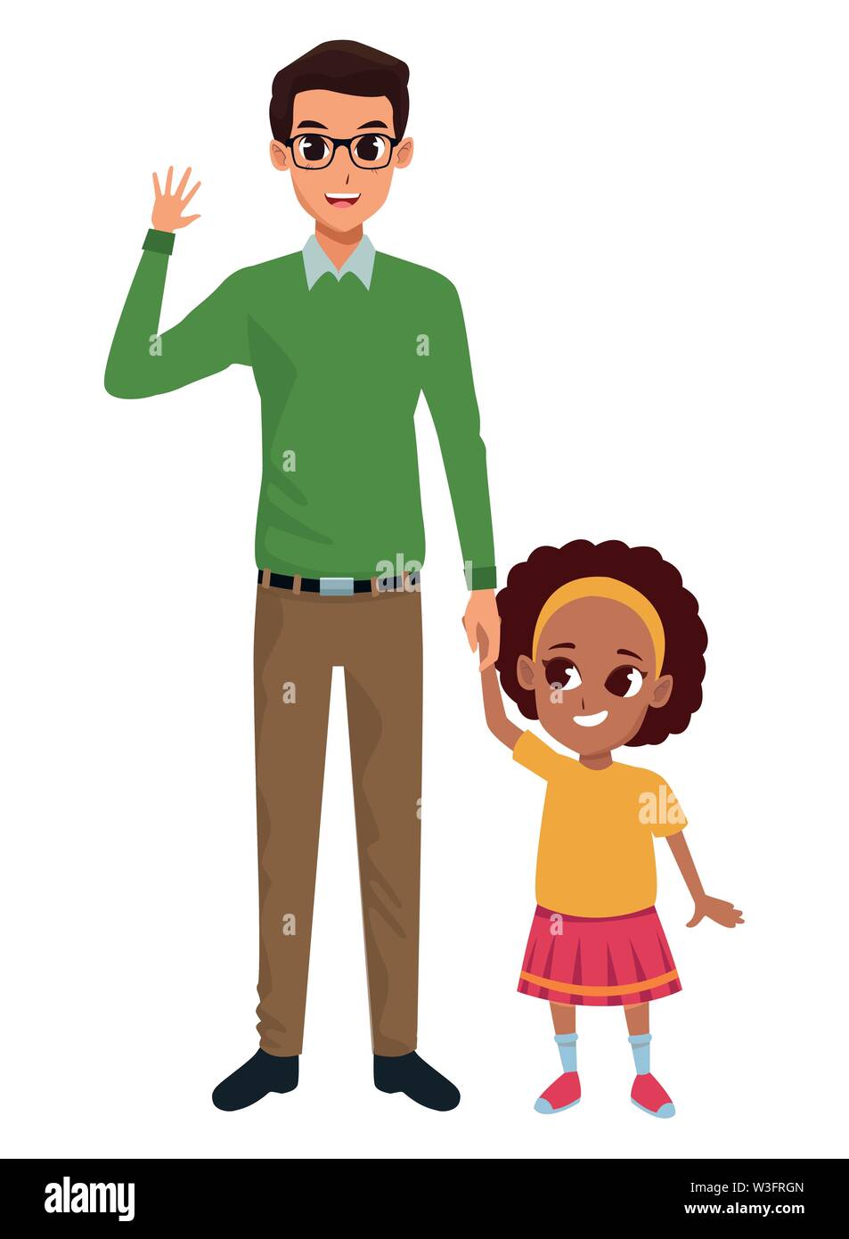 Family Single father with little kid cartoon Stock Vector Image & Art ...