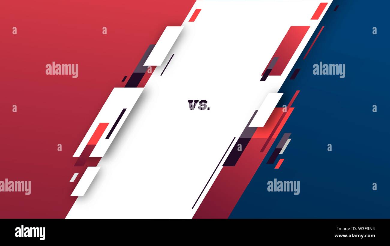 Versus screen. Vs battle headline, conflict duel between Red and Blue ...
