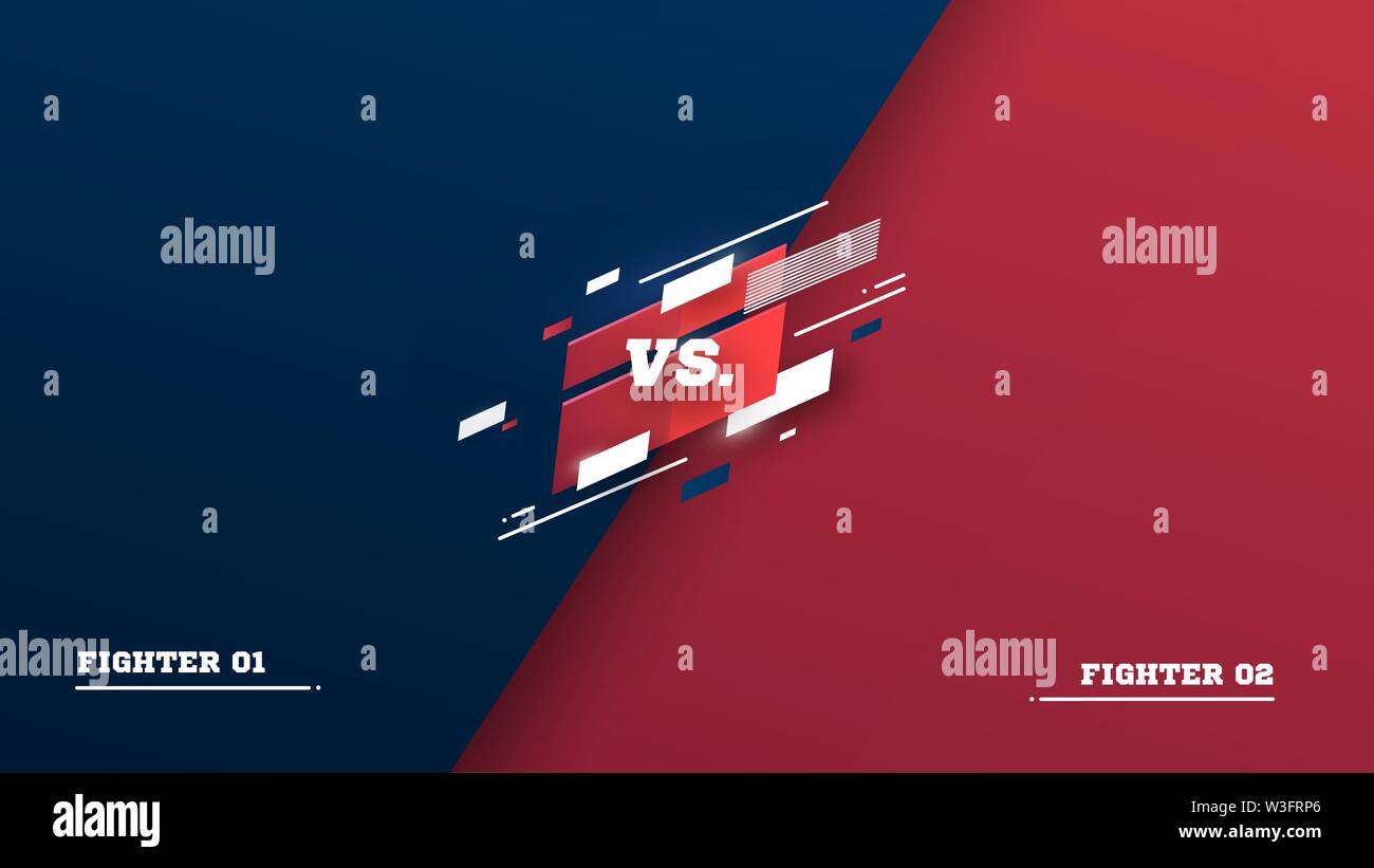 Versus screen. Vs battle headline, conflict duel between Red and Blue ...
