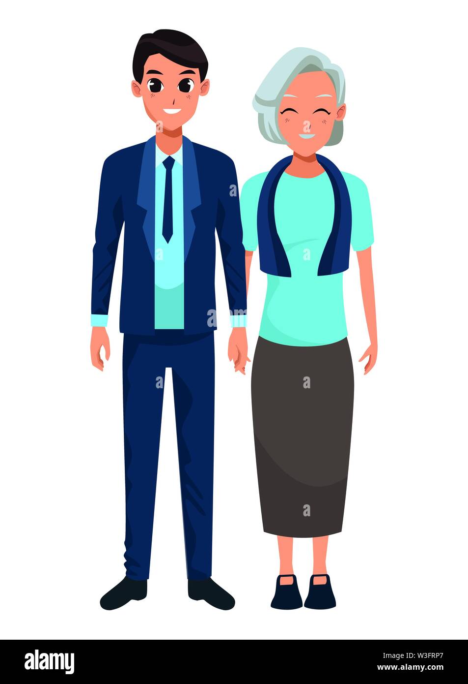 Family grandmother with adult son cartoon Stock Vector Image & Art - Alamy