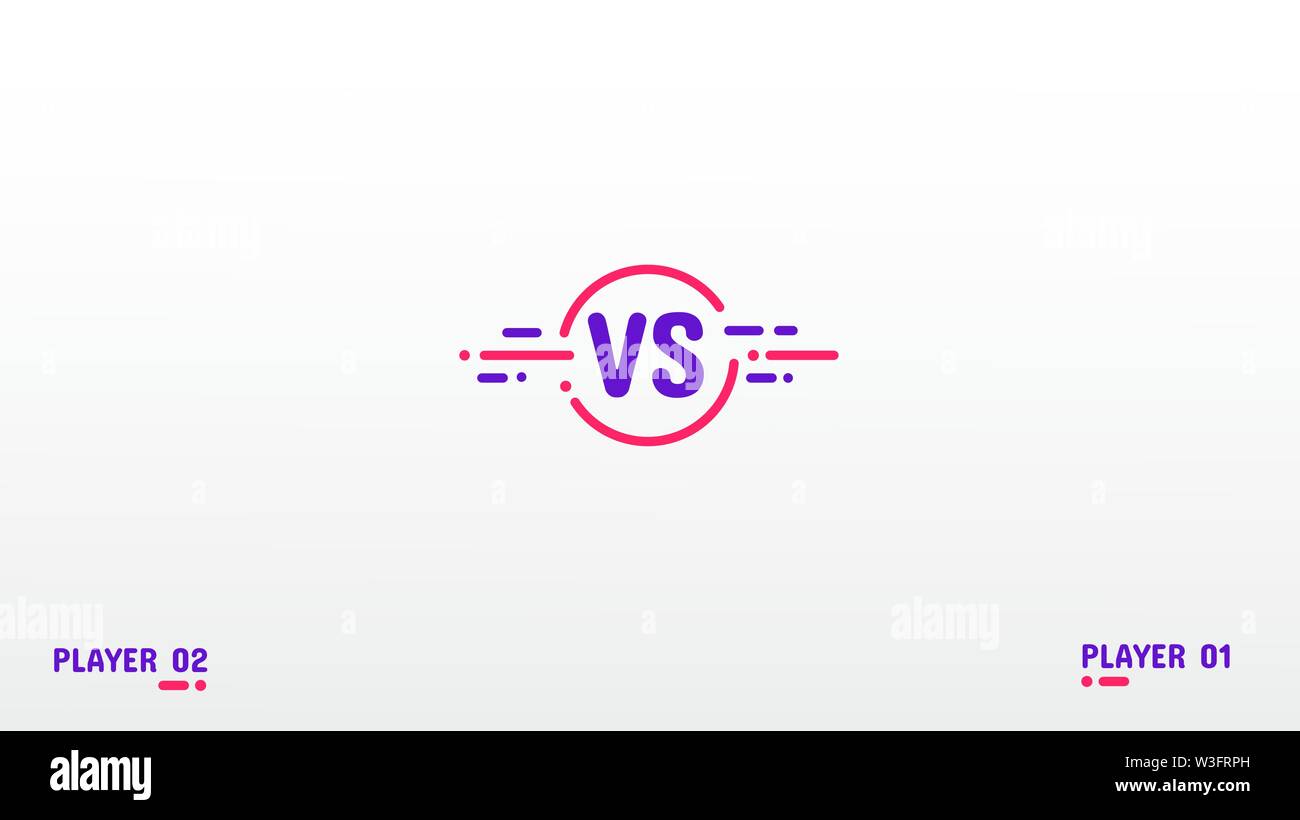 Horizontal Versus screen design. Red and violet color. Battle headline ...