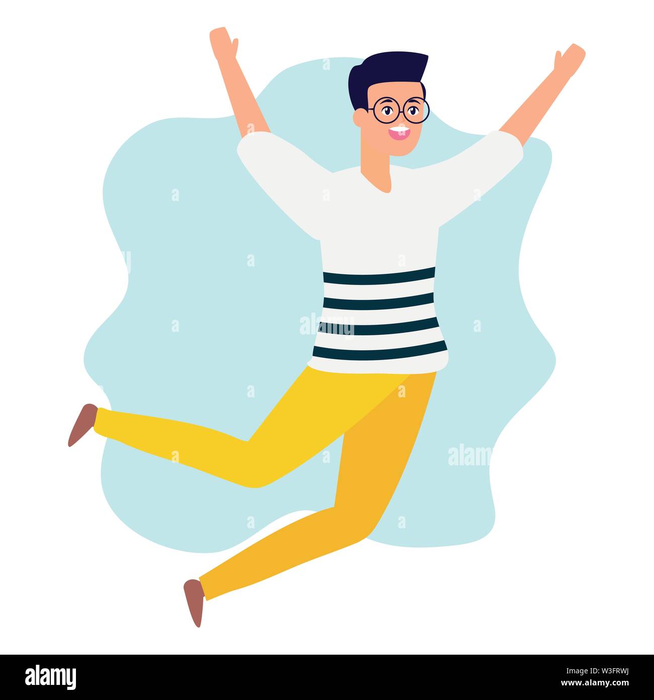 happy man celebrating arms up Stock Vector Image & Art - Alamy