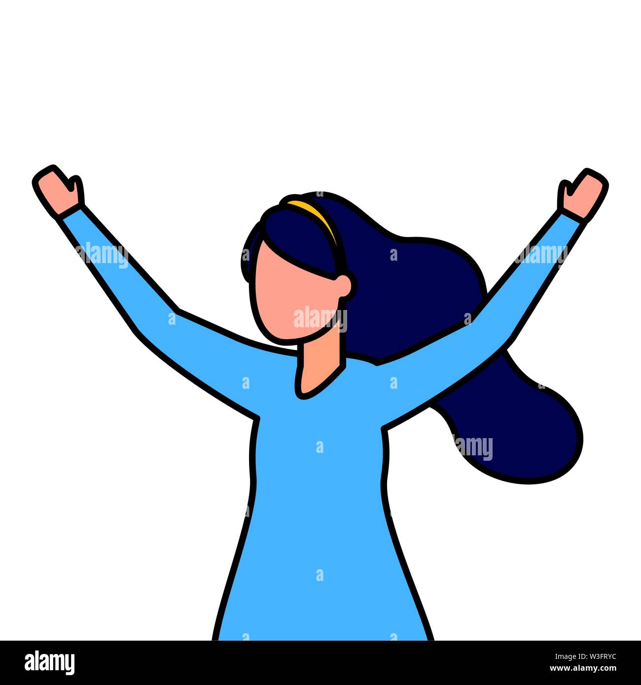 celebrating woman with arms up Stock Vector Image & Art - Alamy