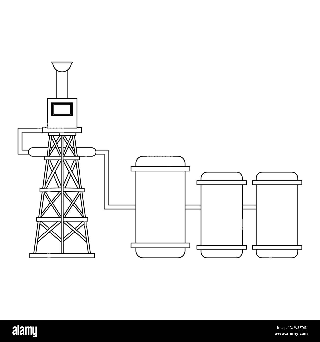oil refinery gas factory cartoon in black and white Stock Vector Image ...