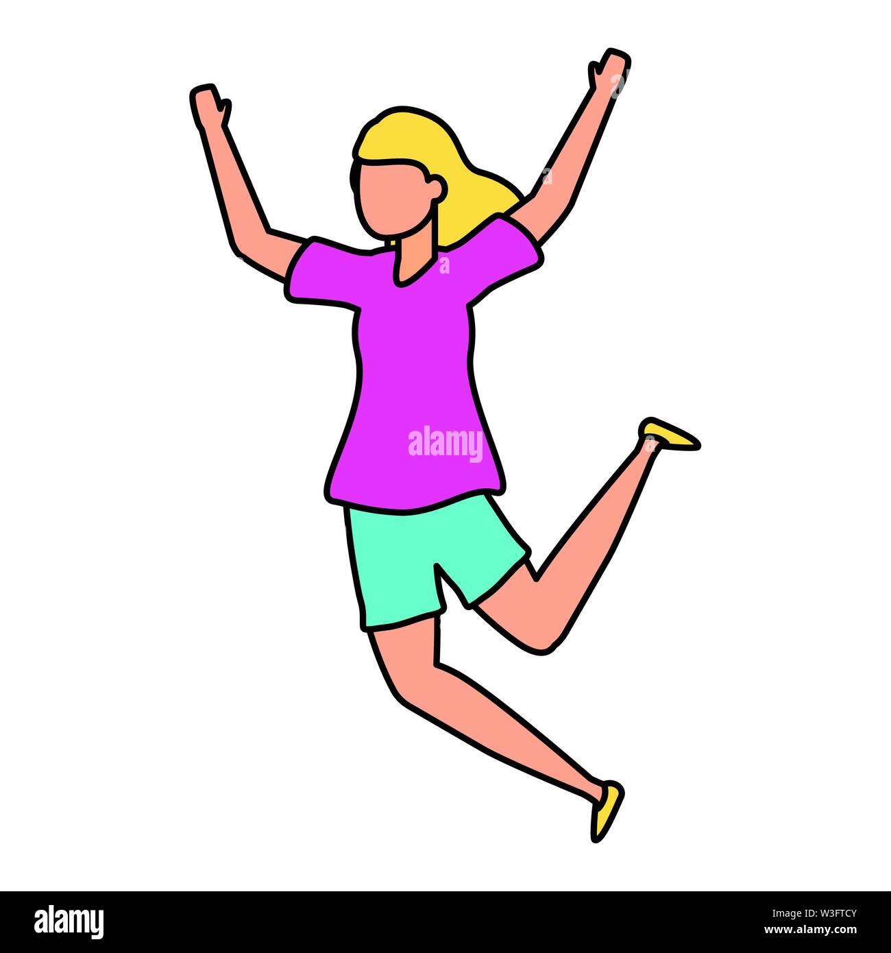 celebrating woman with arms up Stock Vector Image & Art - Alamy